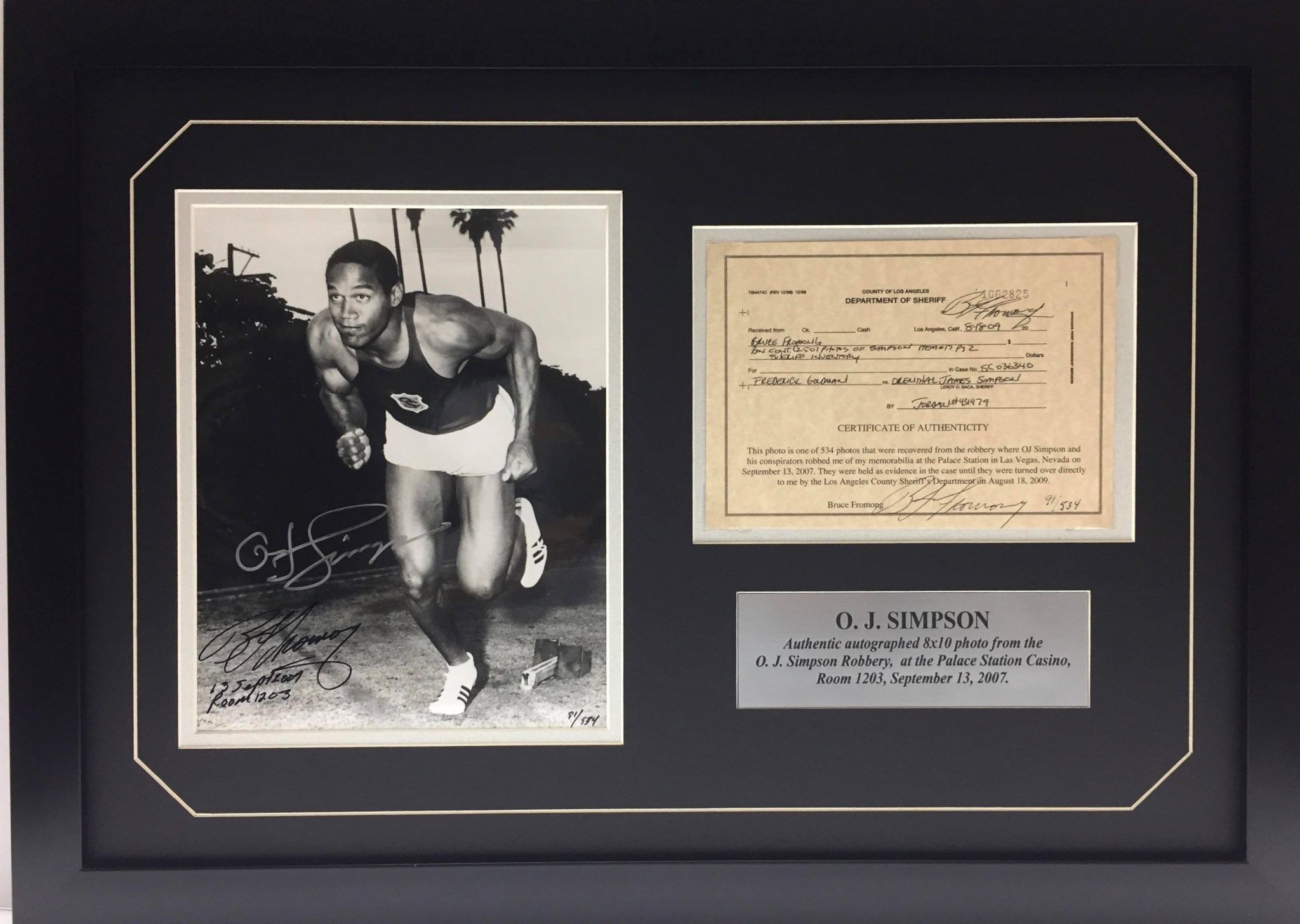 OJ Simpson Signed Photo From Palace Station Robbery Now for Sale