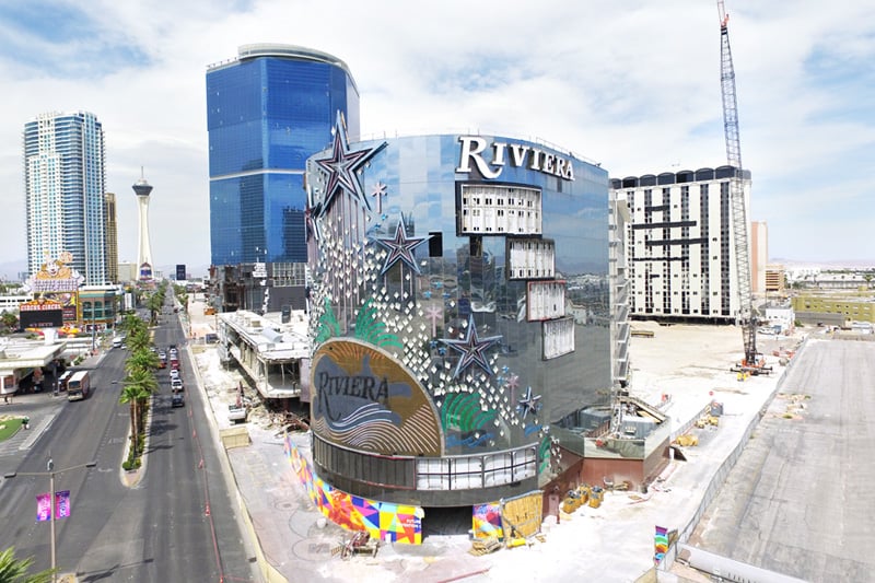Riviera Demolition Reaches Iconic Facade, Implosions Imminent Riviera Demolition Reaches Iconic Facade, Implosions Imminent