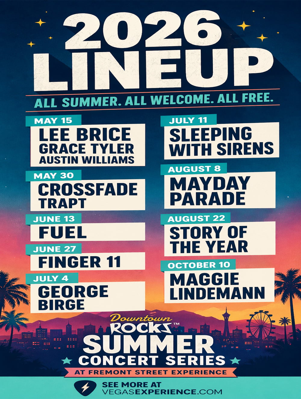 Fremont Street Experience's Free Summer Concert 2026 Lineup Goes Live ...